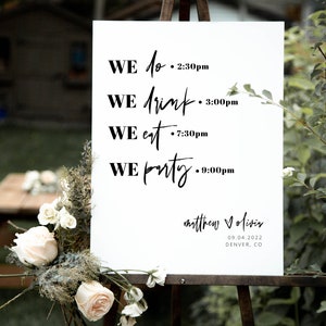 We Do Wedding Sign, Minimalist Wedding Sign Template, We Do We Drink We ...