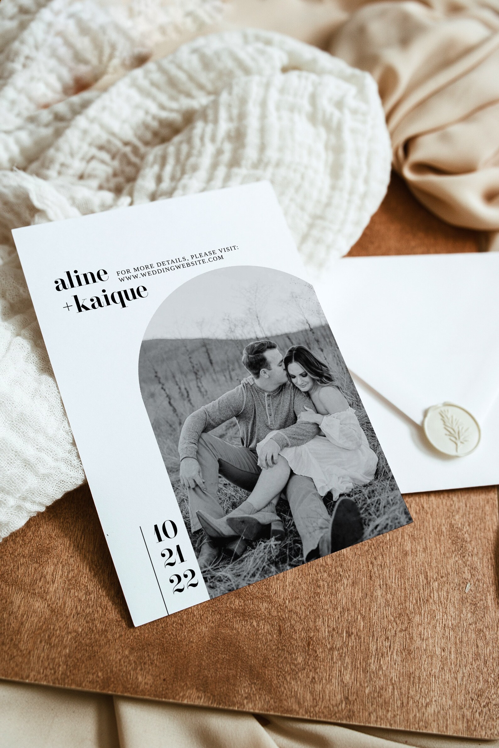 Hannah | Minimalist Wedding Invitation Template, Minimal Wedding ...