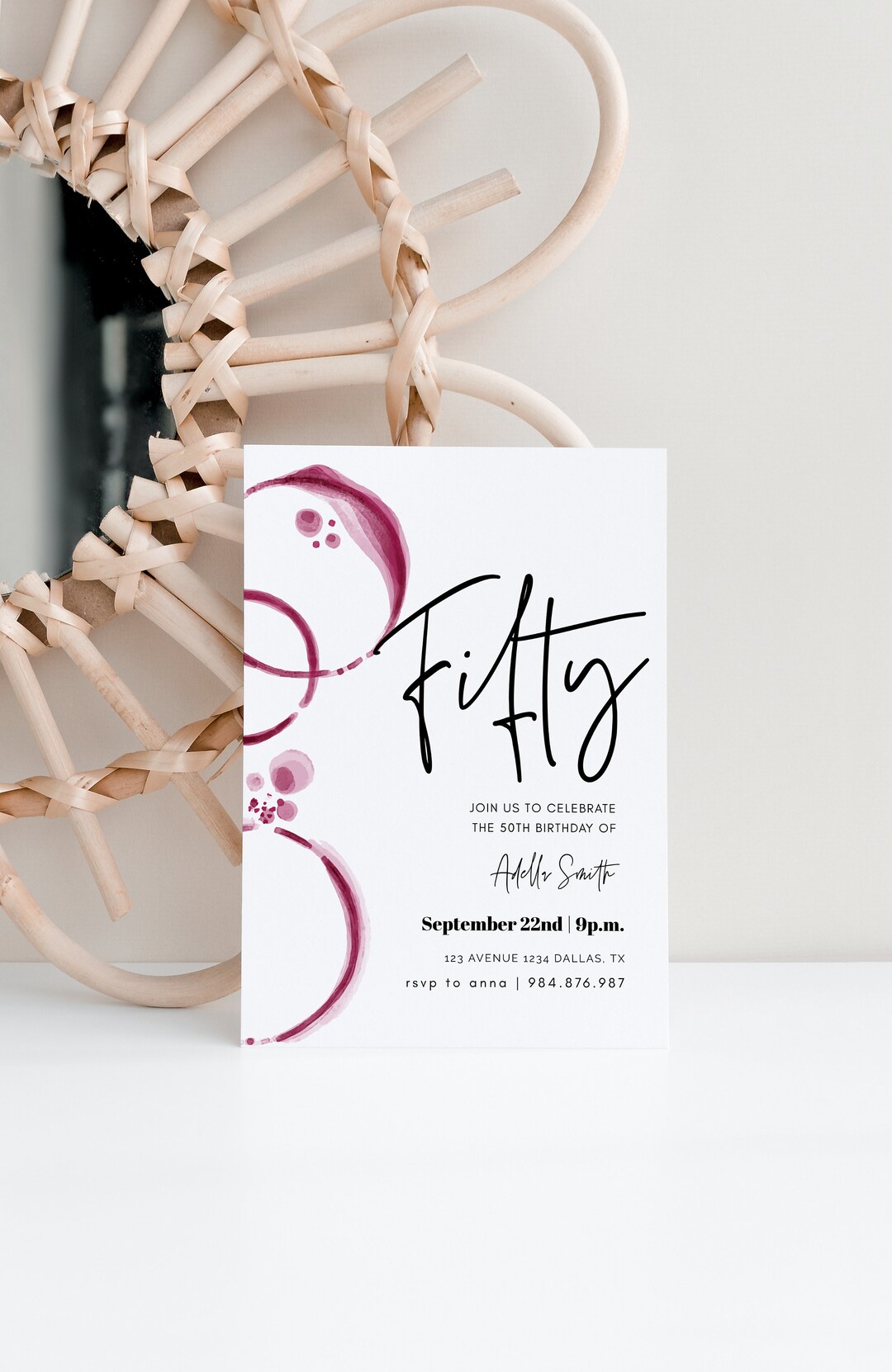 Fifty Birthday Invitation Template, 50th Birthday Invitation for Women ...