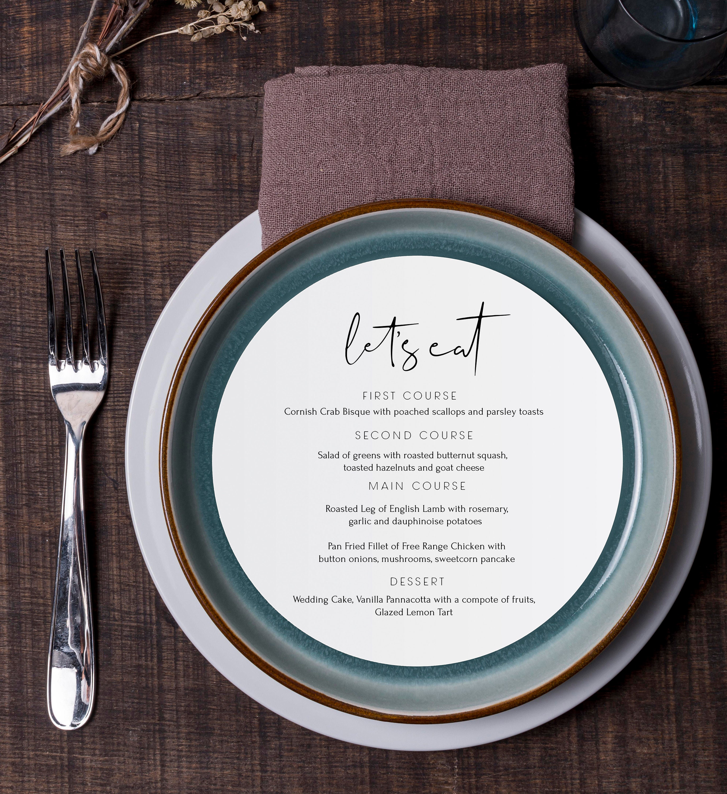 CIARA | Round Menu Template, Minimalist Wedding Circle Menu Cards, Menu ...