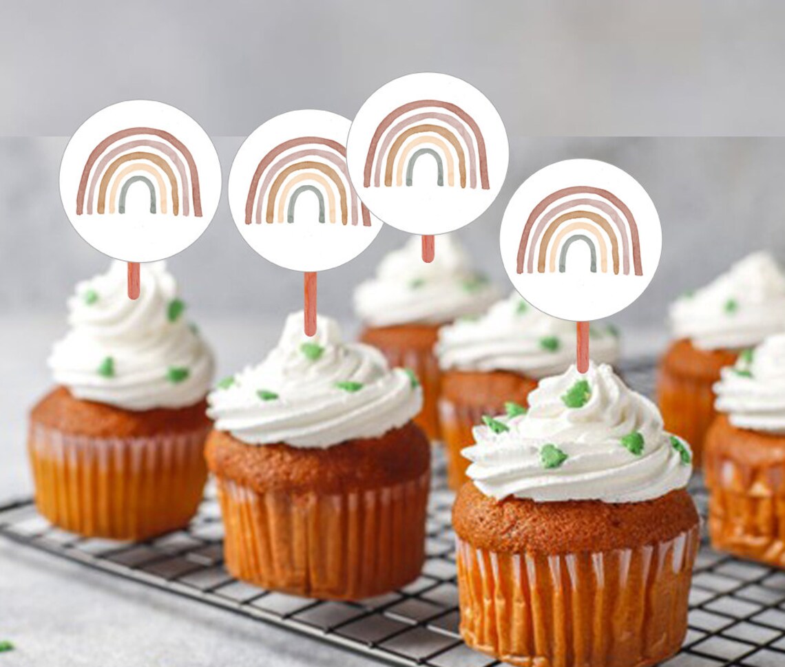 Printable Rainbow Cupcake Toppers Rainbow Cupcake Topper - Etsy
