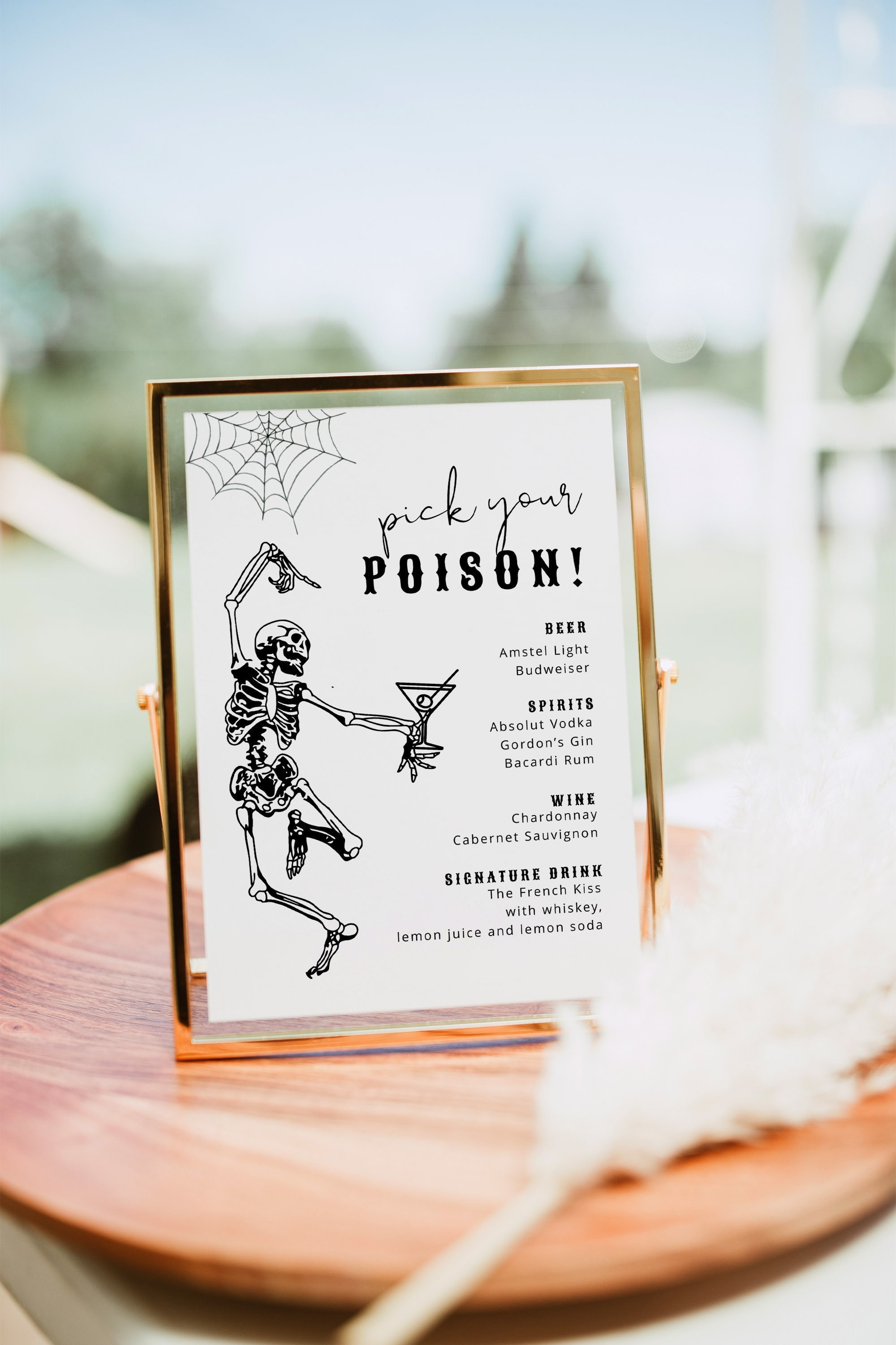 Pick Your Poison Sign, Halloween Bar Menu Template, Spooky Skeleton Bar ...
