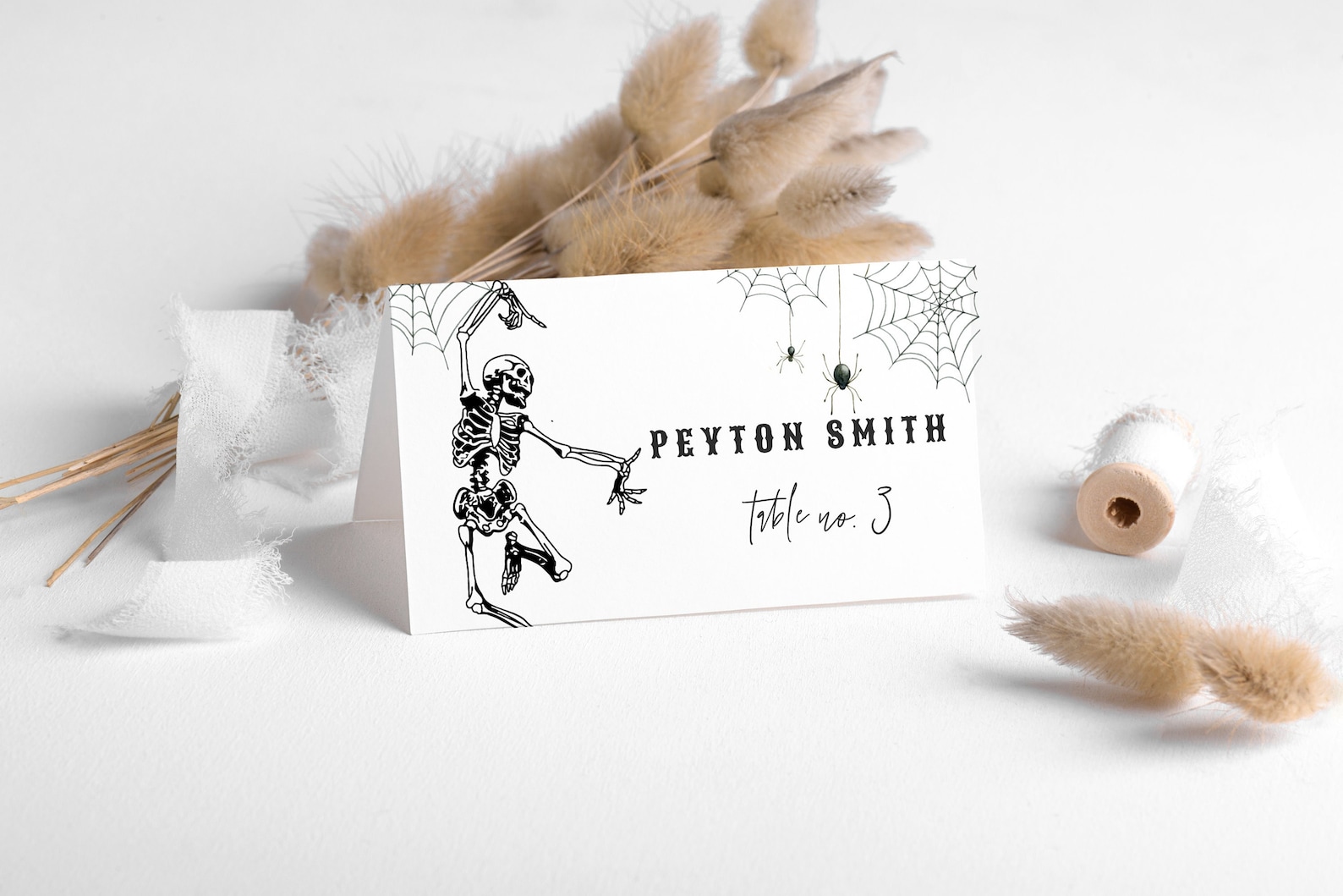 Halloween Place Card Template, Printable Halloween Name Card, Spooky ...