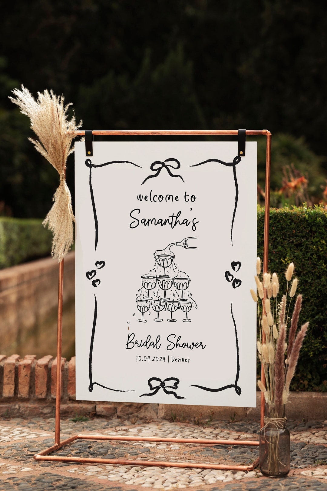 Ribbon Bridal Shower Welcome Sign, Ribbon Wedding Welcome Sign, Bow ...