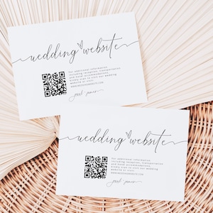 Wedding Website QR Code Insert, Wedding Website Card Template, QR Code ...