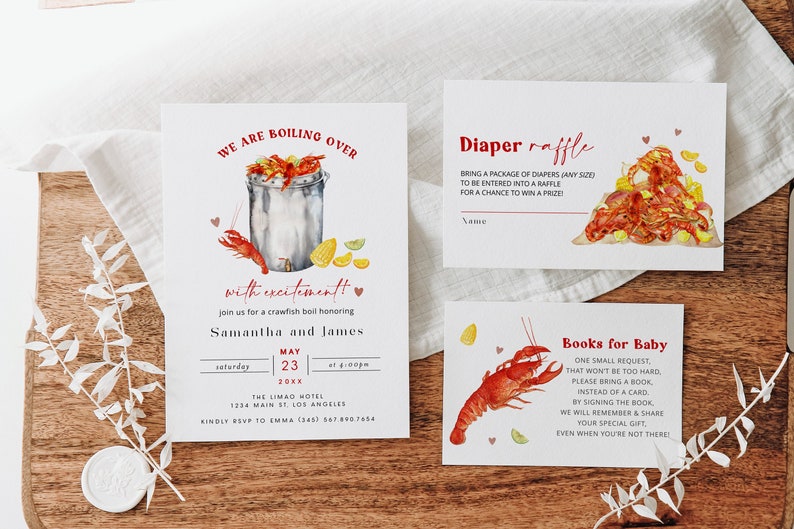Crawfish Boil Baby Shower Invitation Bundle, Crawfish Shower Invite ...