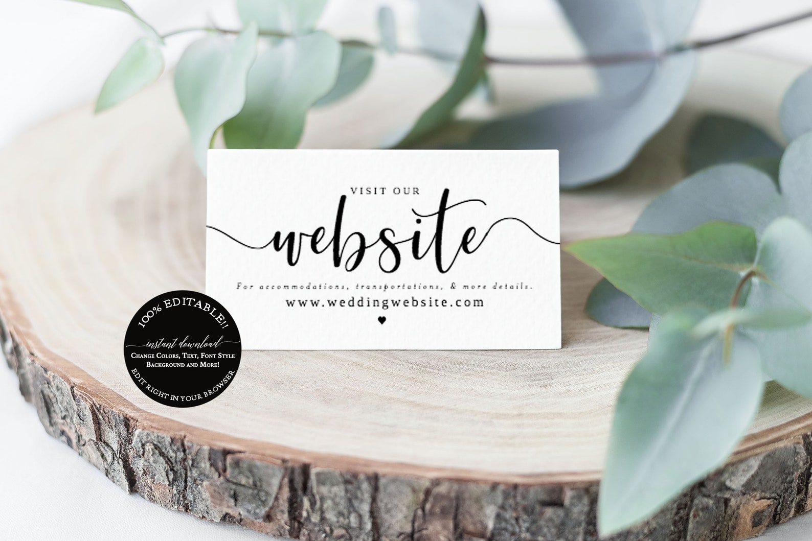 Wedding Website Card Insert Template Editable Website Card - Etsy