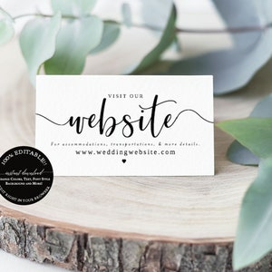 Wedding Website Card Insert Template, Editable Website Card, Wedding ...
