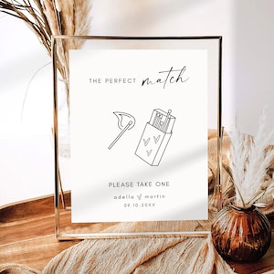 The Perfect Match, Matches Book Favor Sign, Wedding Matches Favor Sign ...