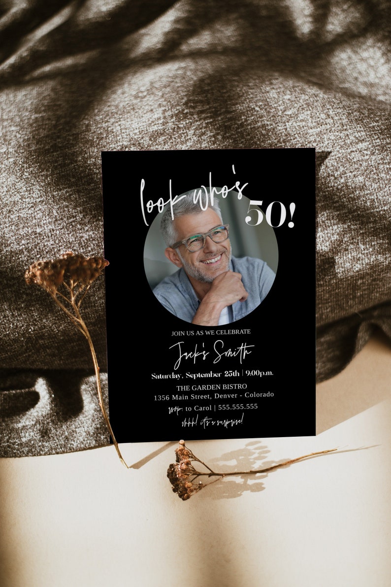 Men's Birthday Invitation, Editable Men's Birthday Invitation, Elegant ...