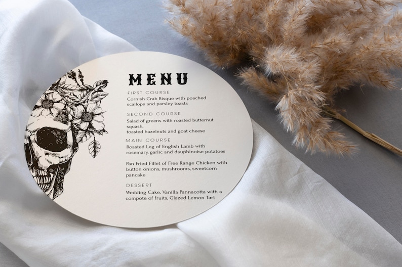 Skull Gothic Menu Editable Template, Let's Eat Halloween Menu, Gothic ...