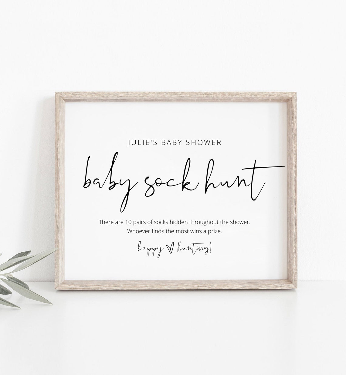 Baby Sock Hunt Sign, Modern Baby Shower Games, Sock Hunt Baby Shower ...