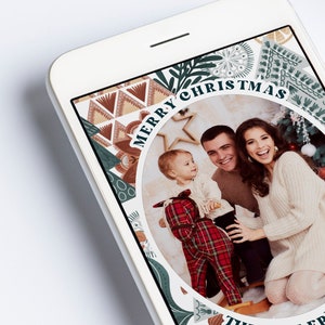 Hygge Christmas Card Photo, Boho Merry Christmas Card Template, Groovy ...