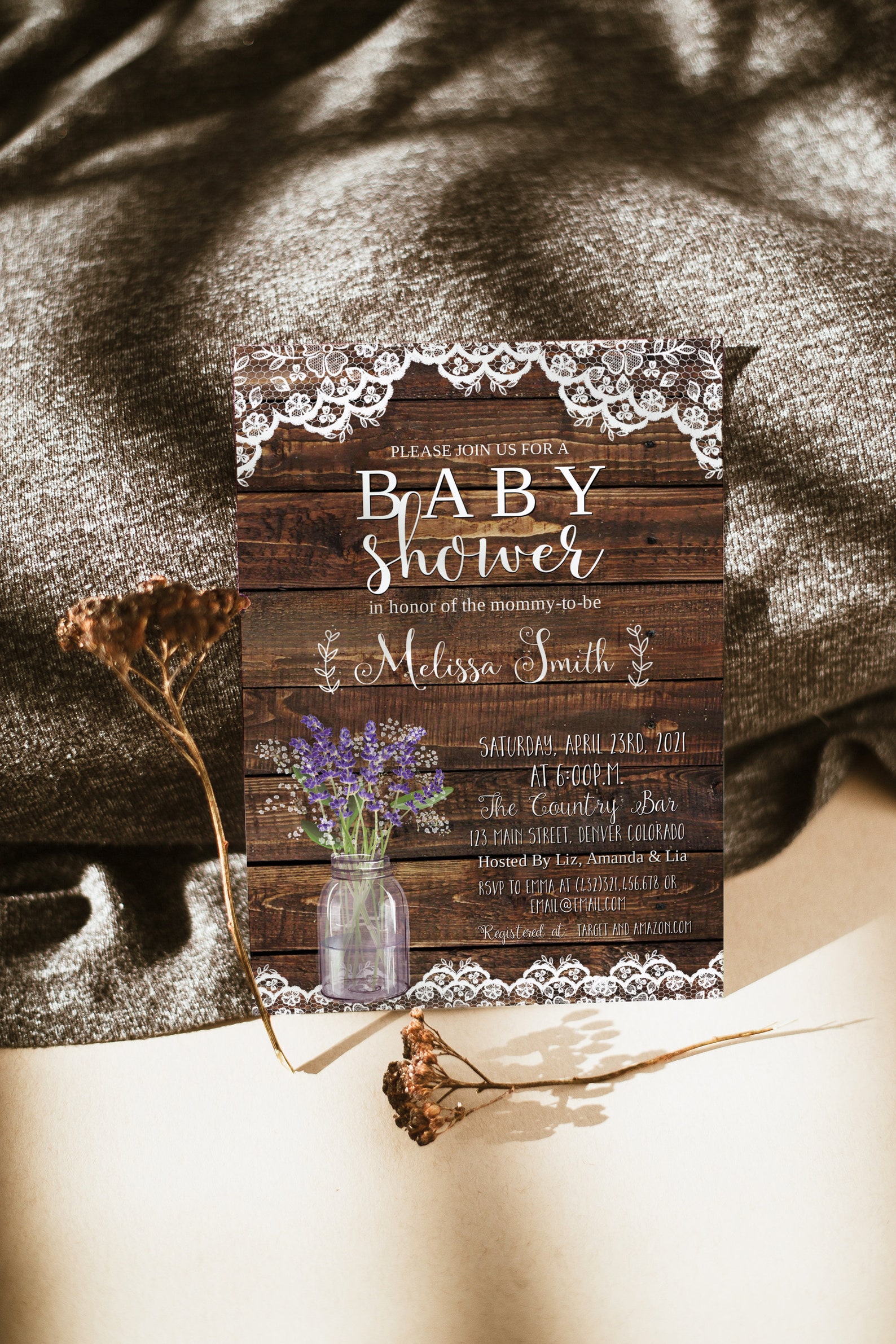 Rustic Baby Shower Invitation Printable Country Baby Shower - Etsy