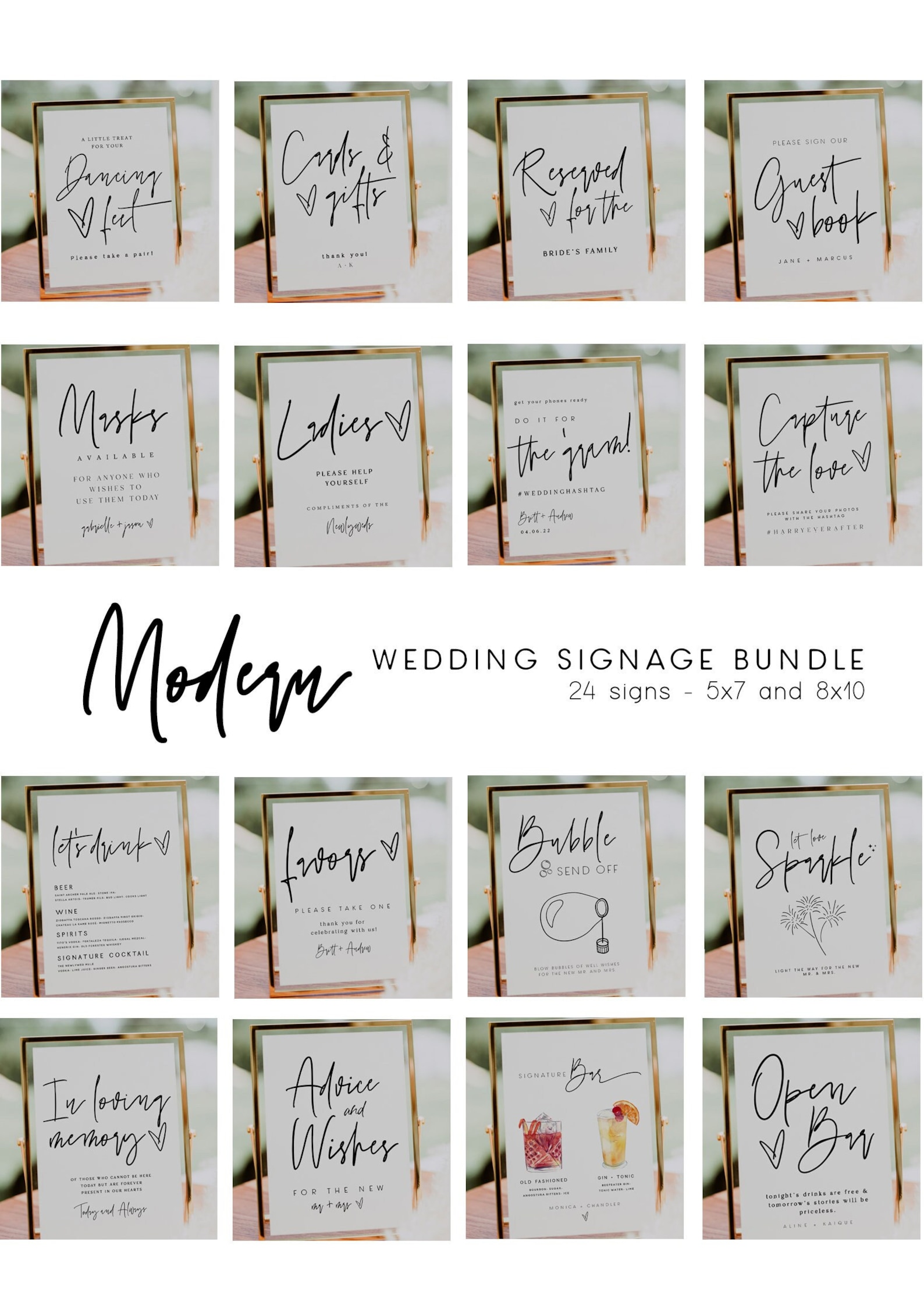 ELLIA | 25 Modern Wedding Signs, Modern Wedding Signage Bundle ...