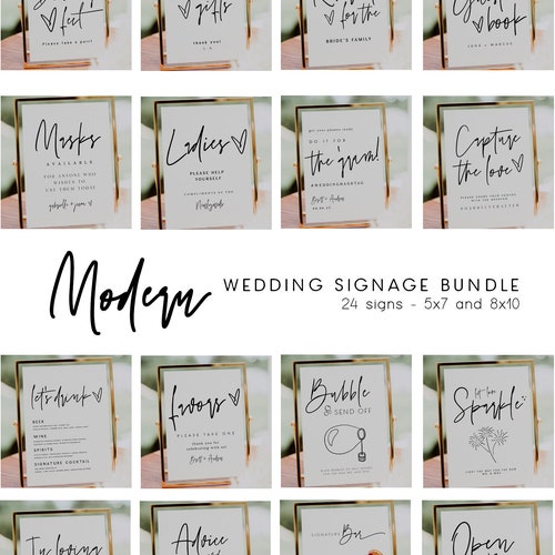 Wedding Signs Bundle Template Wedding Signage Minimalist - Etsy