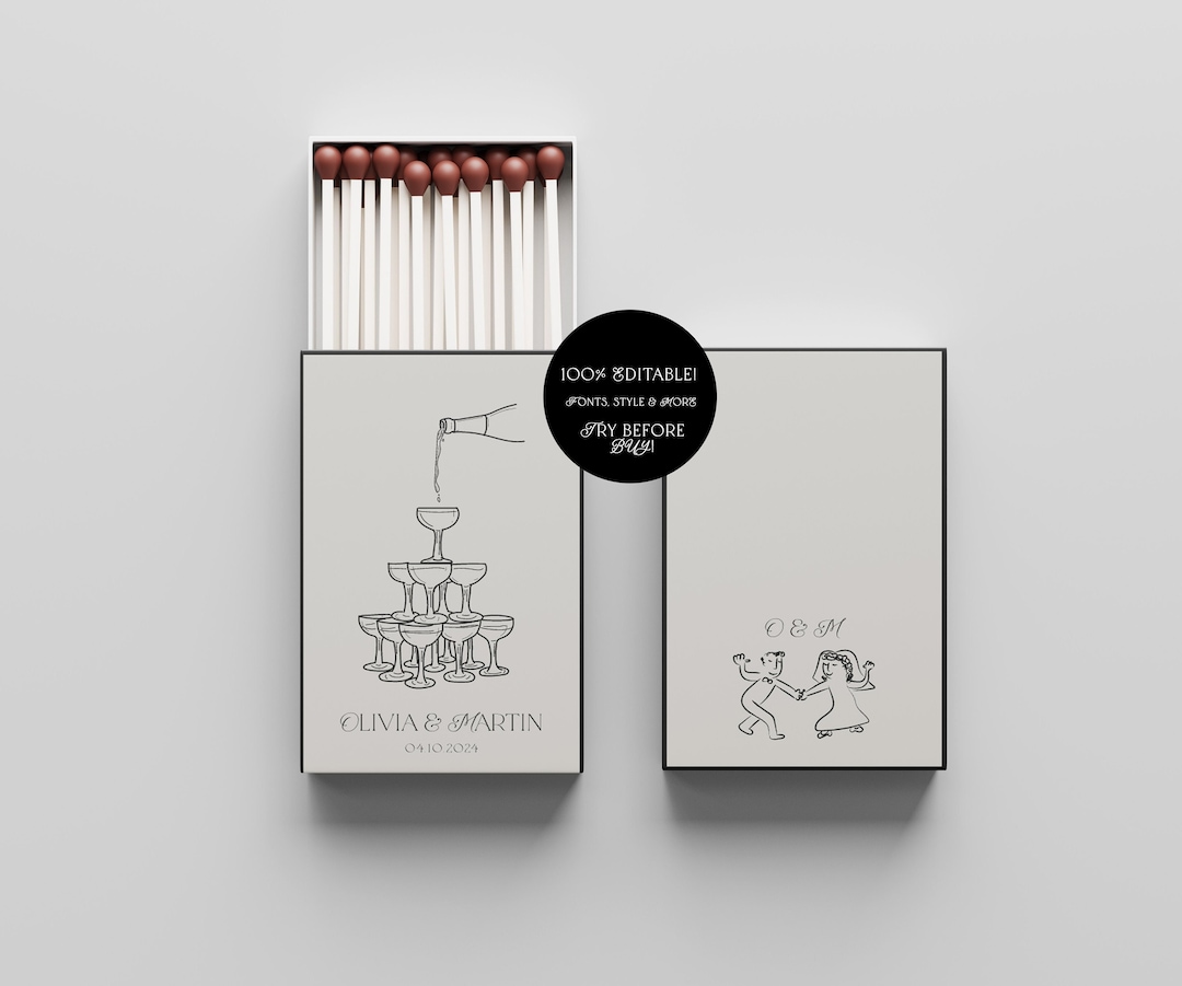 Matchbox Wedding Favors, Wedding Matches Favor Labels, Old Money ...