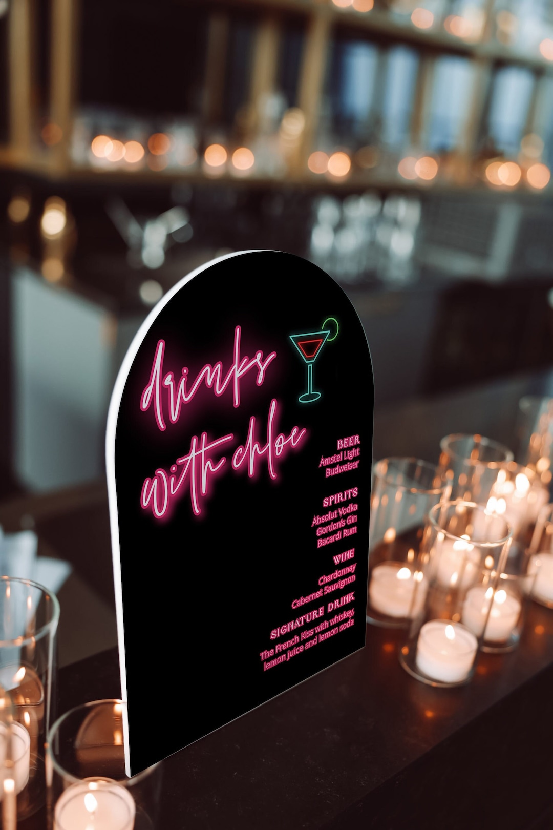 Neon Bar Menu Sign, Modern Birthday Bar Menu Editable, Editable ...
