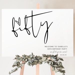 Fifty Birthday Welcome Sign Template, Modern 50th Birthday Welcome Sign ...