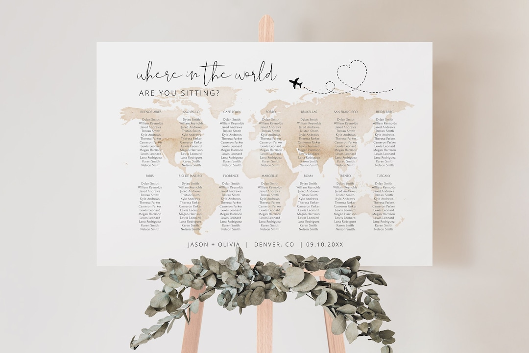 Map Destination Seating Chart Template, World Seating Chart Printable ...