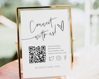Social Media Sign Template Connect With Us Sign Small - Etsy