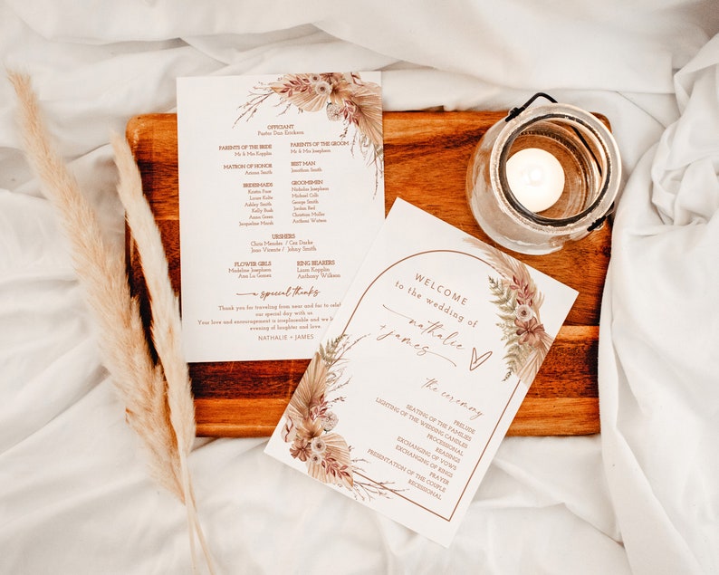 Pampas Grass Wedding Program Desert Wedding Program - Etsy