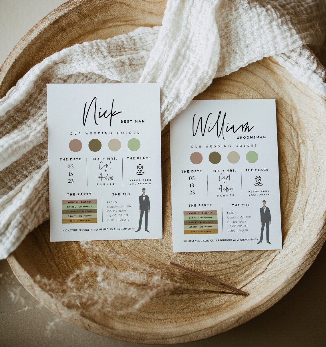 ELLIA Groomsmen Proposal Card Groomsmen Info Card Template - Etsy
