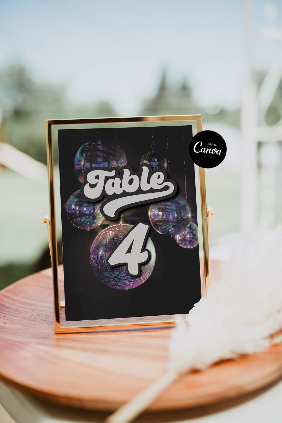 Groovy Retro Table Numbers Card Template, 70's Groovy Disco Ball Table ...