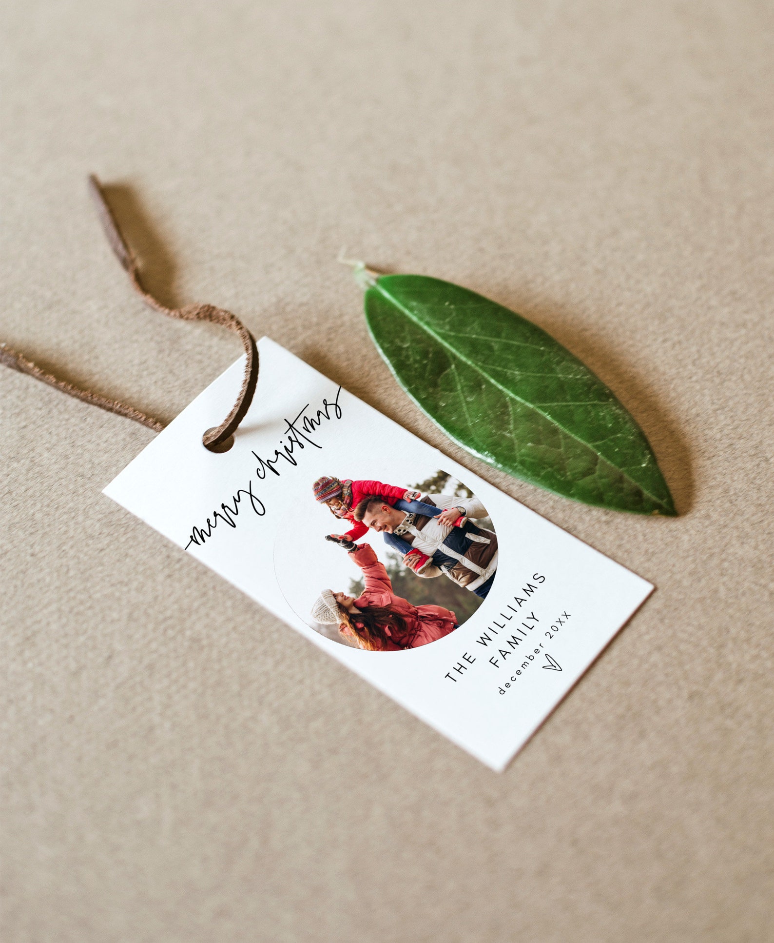 Editable Christmas Photo Gift Tag Template, Arched Photo Holiday Gift ...