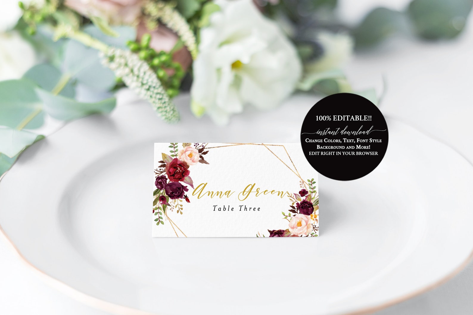 Fall Wedding Place Cards Template DIY Wedding Place Cards | Etsy