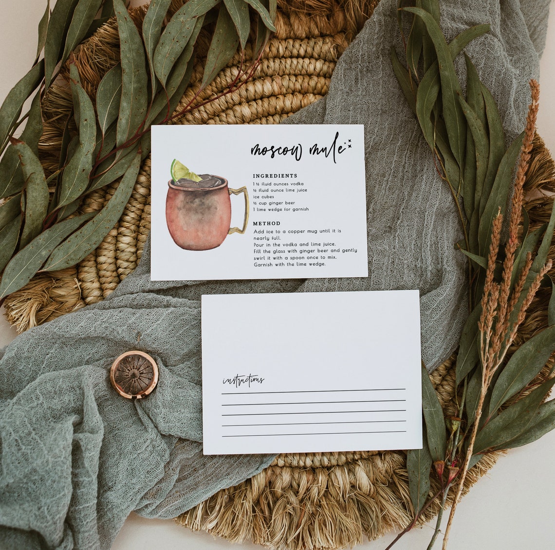 Moscow Mule Recipe Card Moscow Mule Art Modern Bar Decor | Etsy