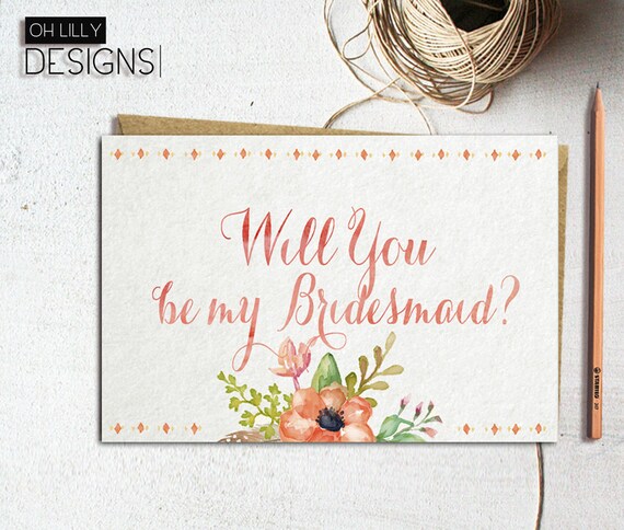 Bridesmaid Proposal Cards Instant Download Floral | Etsy