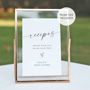 Recipe Card Sign, Leave Your Recipe Cards Here, Minimalist Bridal ...