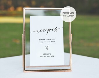 Recipe Card Sign, Leave Your Recipe Cards Here, Minimalist Bridal ...