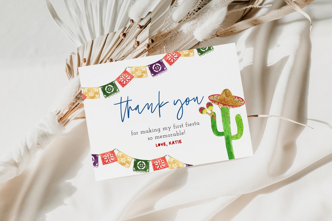 Fiesta Birthday Thank You Card First Fiesta Thank You Card | Etsy