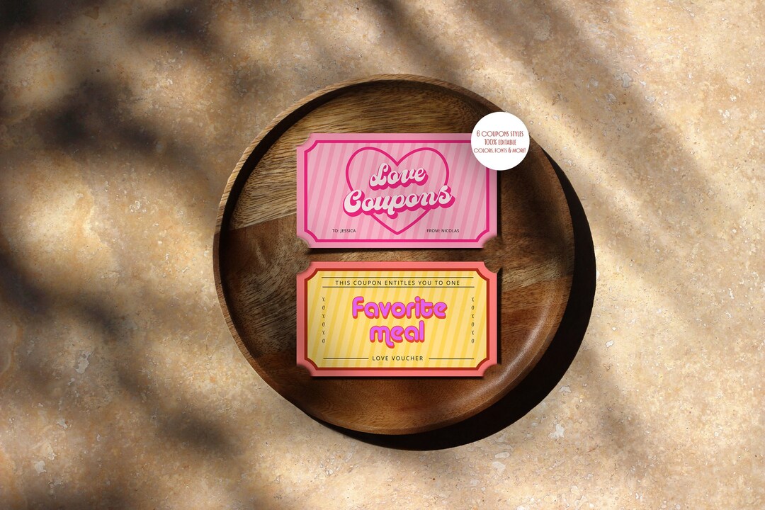 Editable Retro Love Coupon Template, Printable Love Voucher, Valentine ...
