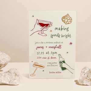Christmas Cocktails Invitation, Making Spirits Bright Invitation, 2024 ...