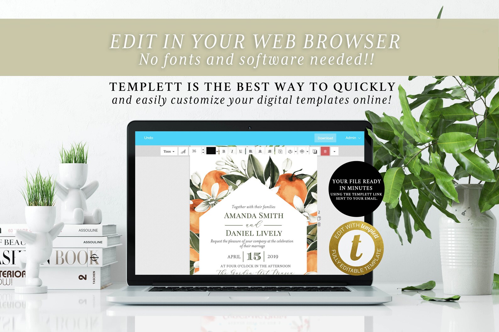 Orange Wedding Invitation Template Printable Editable Wedding - Etsy