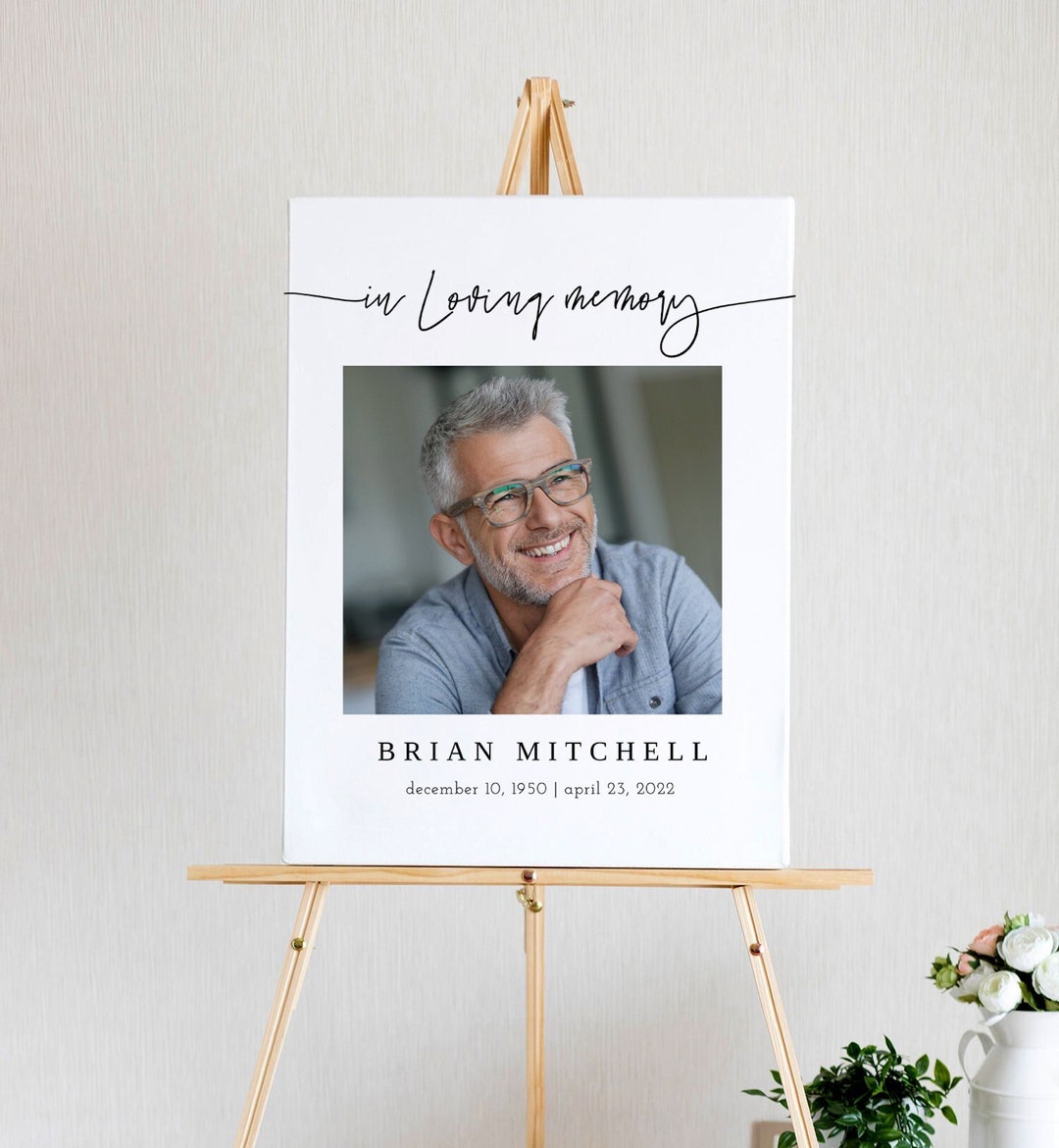 Funeral Memorial Sign Poster, Minimalist Funeral Welcome Poster, Loving ...