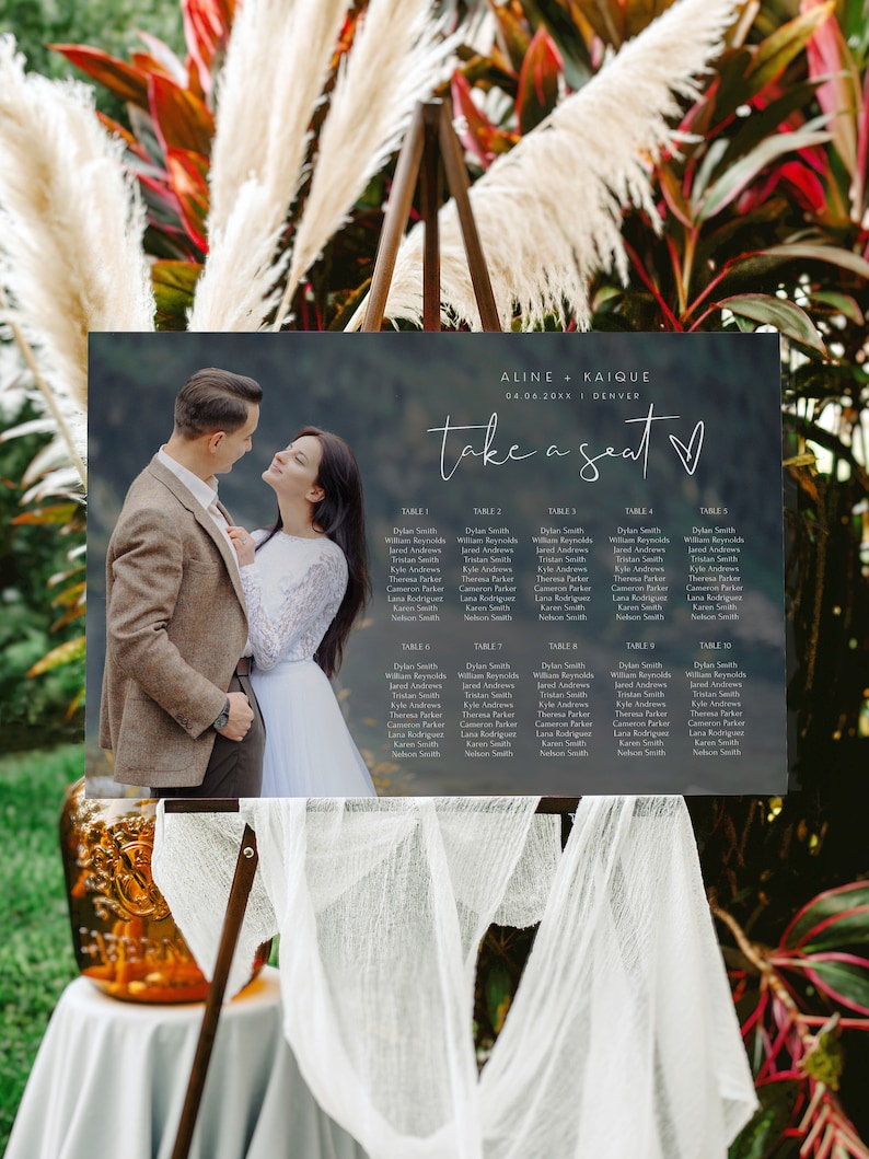 Photo Wedding Seating Chart Template Photo Take Your Seat - Etsy