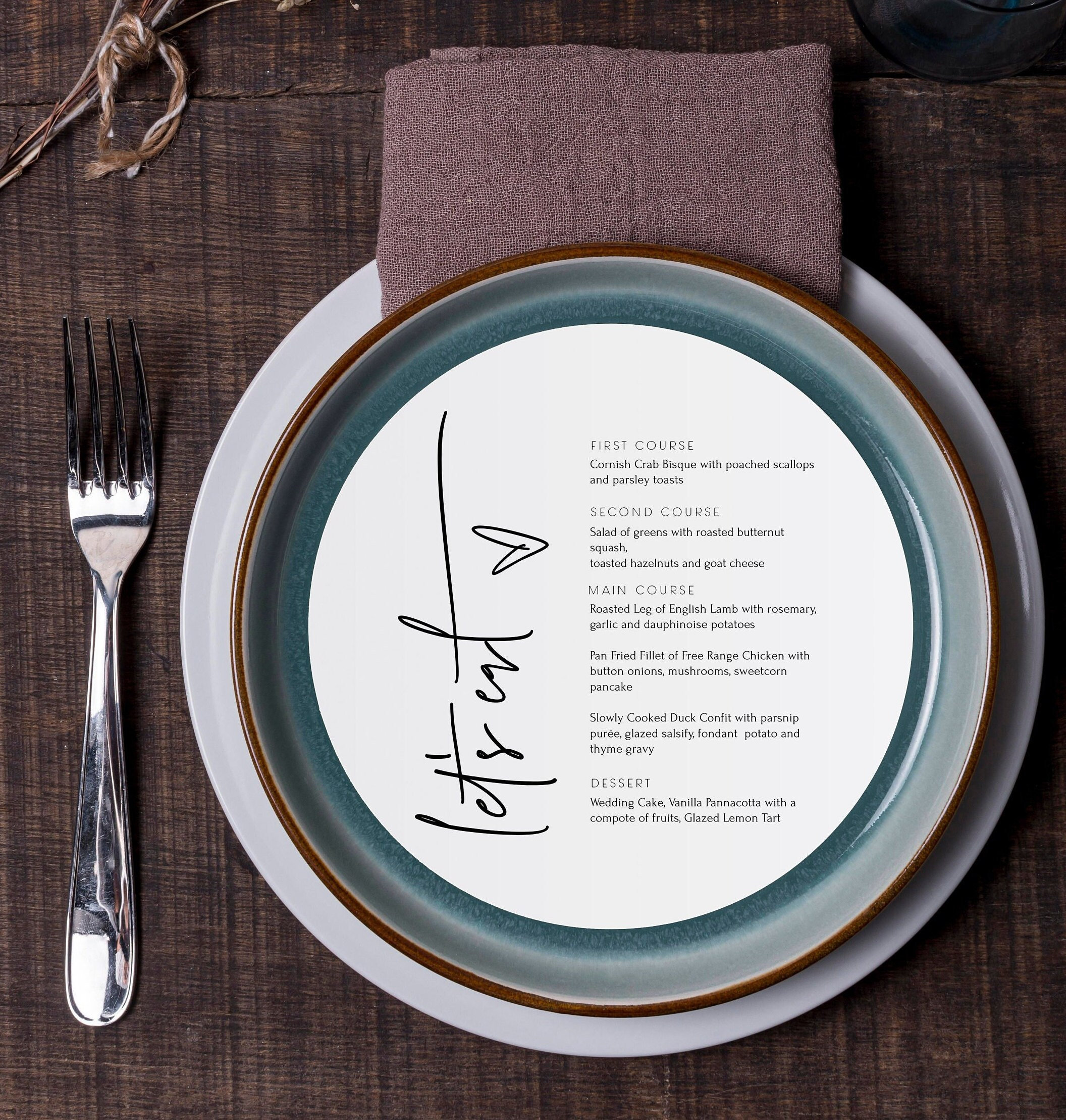 ELLIA Wedding Round Menu Template Round Menu Cards - Etsy Canada