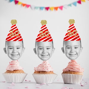 Red Cupcake Topper, Cupcake Toppers Birthday With Photo, Cupcake ...