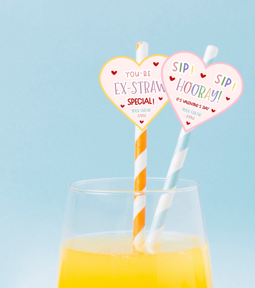 Straw Valentine Sip Sip Hooray Ex-straw Fun Valentine's Day Tag Silly ...