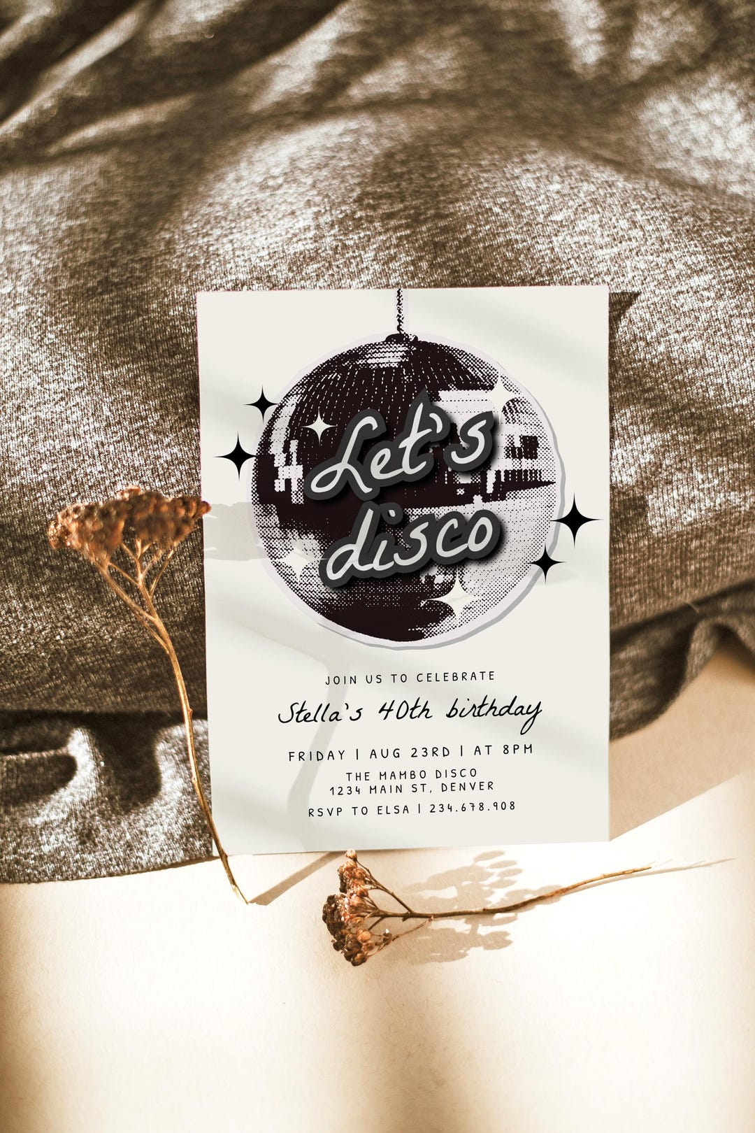 Let's Disco Birthday Invitation, Let's Groove Tonight, Disco Birthday ...