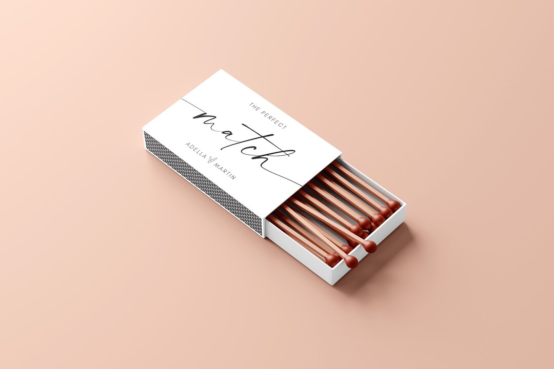 Minimalist Matchbox Label, the Perfect Match, Customized Wedding Favor ...
