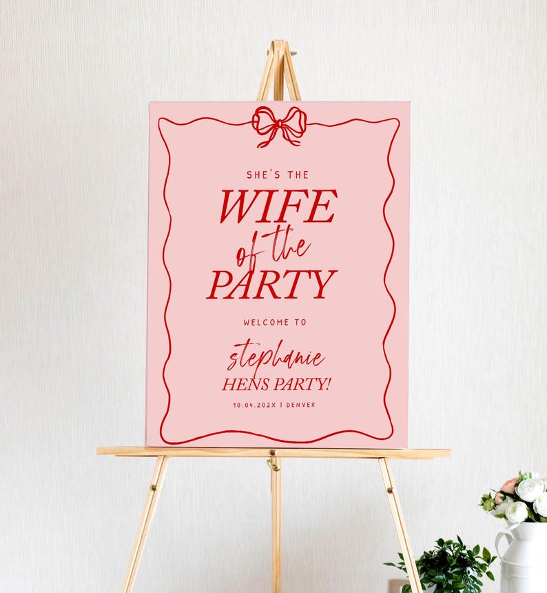 Wife of the Party Sign, Wife of the Party Bachelorette Decor, Pink and ...