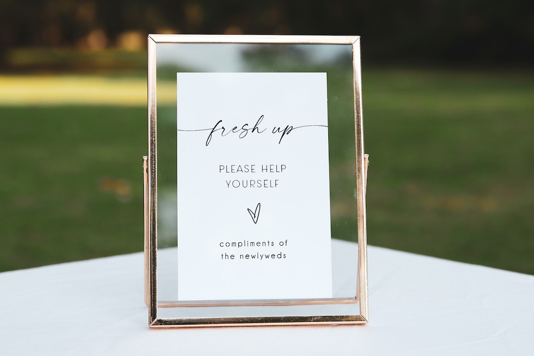 Minimalist Freshen up Sign Template, Elegant Wedding Bathroom Sign ...