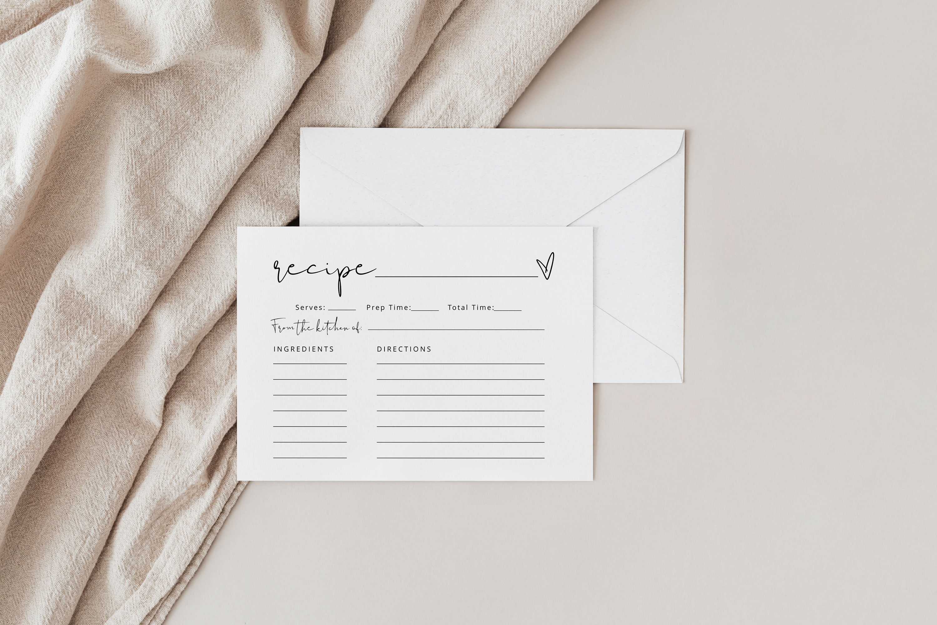 Minimalist Recipe Card Template Modern Bridal Shower Recipe - Etsy