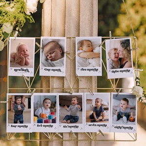 First Birthday Photo Banner Template, Editable Baby's 1st Year Monthly ...