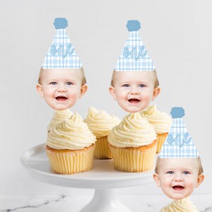 Blue Cupcake Topper Printable, Boys Birthday Face Cupcake Toppers, Kids ...